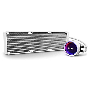 NZXT Kraken X63 RGB 280mm - RL-KRX63-RW - AIO RGB CPU Liquid Cooler - Rotating Infinity Mirror Design - Powered by CAM V4 - RGB Connector - AER RGB V2 140mm Radiator Fans (2 Included) - White