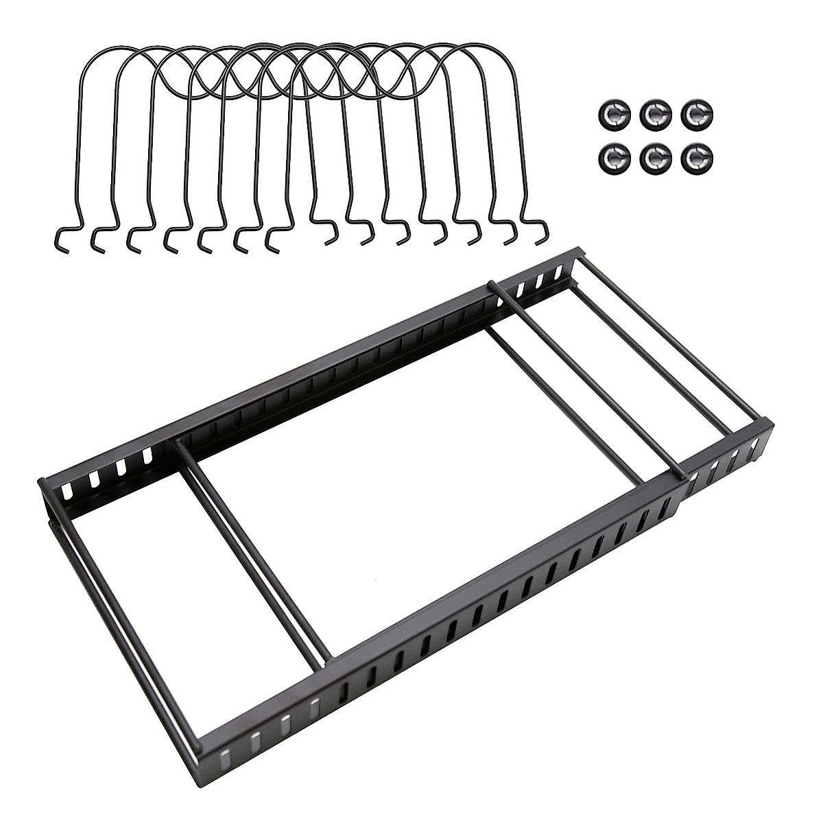 Pot cover frame, Pots and Pans Organizer，pot storage frame, retractable kitchen shelf, adjustable spacing, versatile tabletop for various pots and pans, perforated free sitting pot cover frame