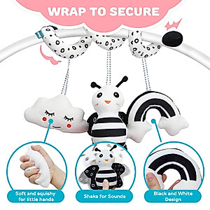 TOY Life 2 Pack Hanging Baby Toys 0-6 Months, Car Seat Spiral Toys for Babies 0-6 Months, Crib Toys Hanging Newborn Toys Black and White Hanging Stroller Activity Toy for Babies, Infant Carseat Toys