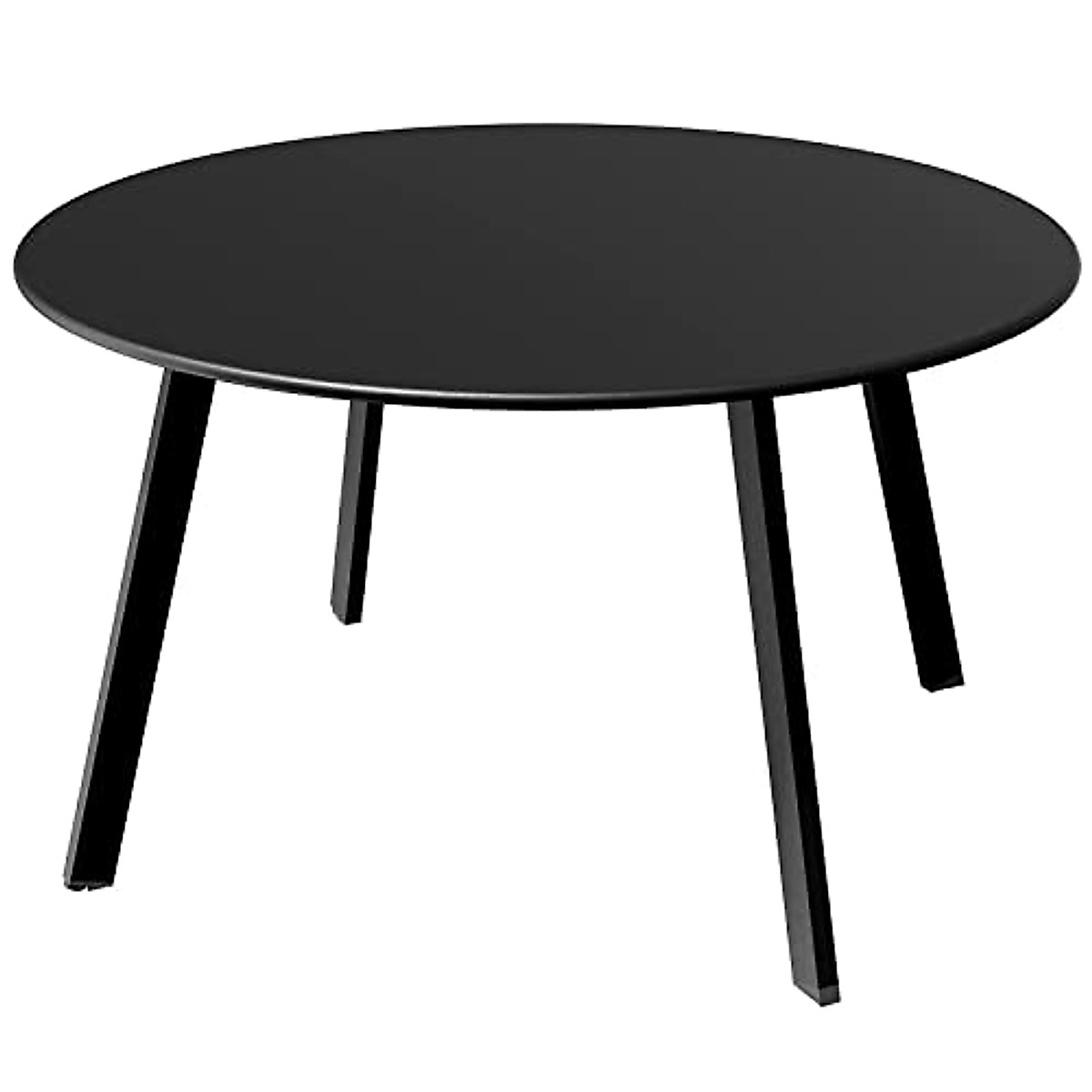 Grand Patio Round Steel Patio Coffee Table, Weather Resistant Outdoor Large Side Table,( Black, 1 PC)