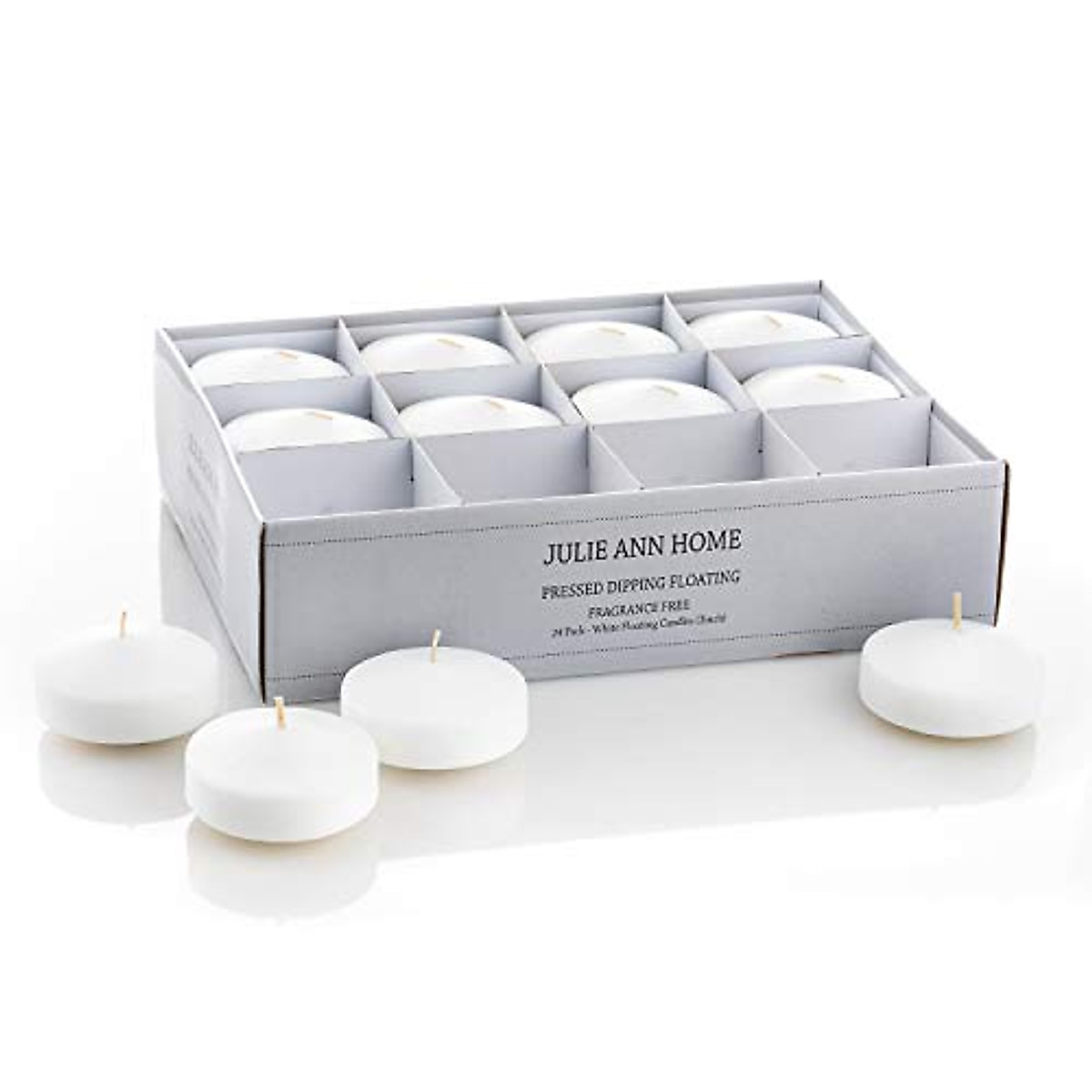 White Floating Candles, 3 Inch – Unscented Candle Discs | Perfect for Weddings, Receptions, Centerpieces, Bathtub Candles | Long Burning | Bulk Set of 24