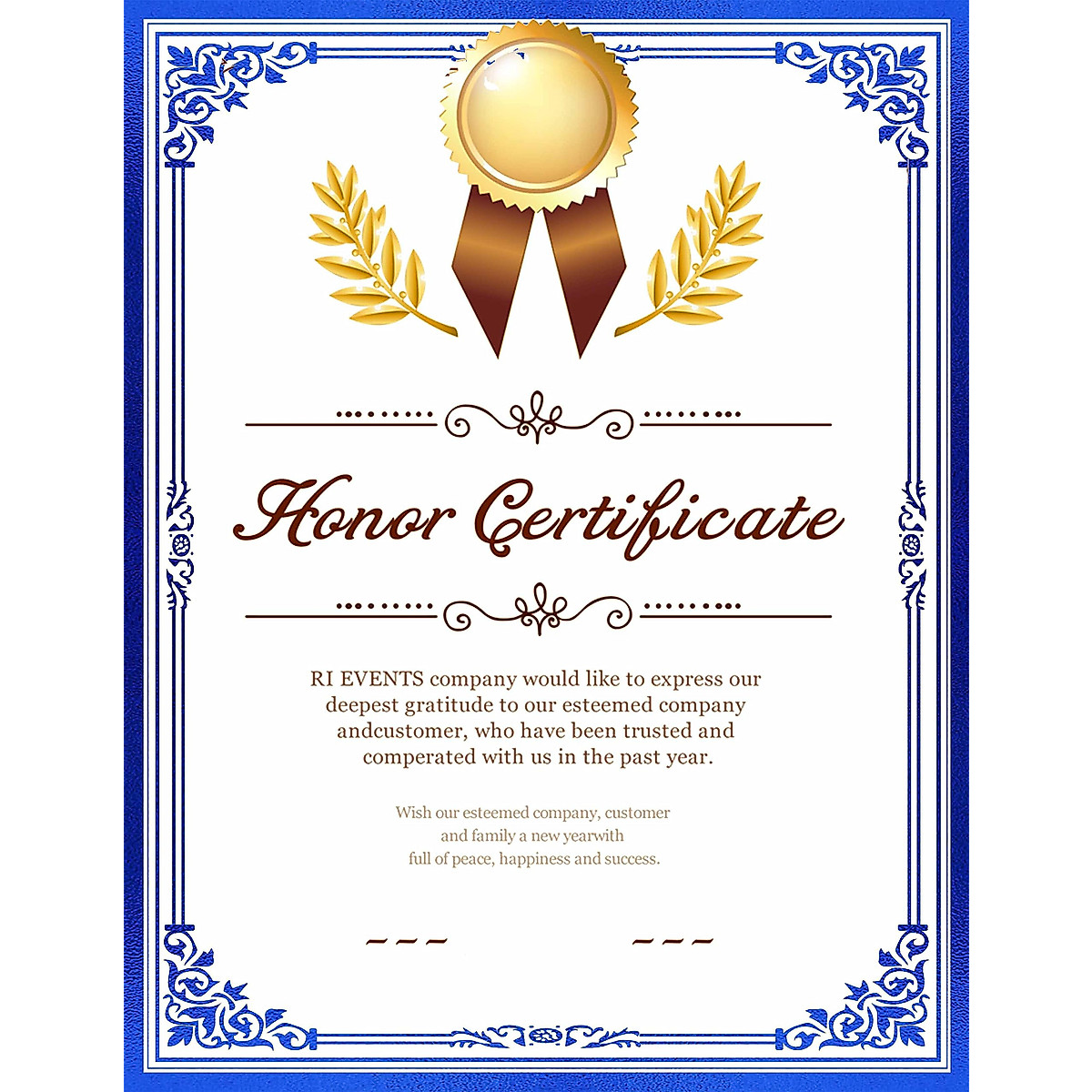 Professional Certificate Paper 8.5 x 11 for Printing, Diploma Paper, Award Certificates Paper, 80 lb, 15 Count, Gold Foil Border, for Office, Business Awards, Graduation, School (Blue)