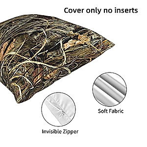 WURTON Camo Yellow & Green Print Throw Pillow Covers, Soft Square Cushion Case,for Sofa, Couch,Bed Chair-18 X 18 Inch
