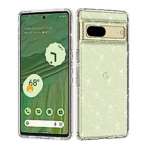 Lamcase for Google Pixel 7 Case, Crystal Clear Bling Sparkly Glitter Shiny Soft Flexible TPU Slim Drop Protection Rugged Shockproof for Women Girls Cover for Google Pixel 7 (2022), Glitter