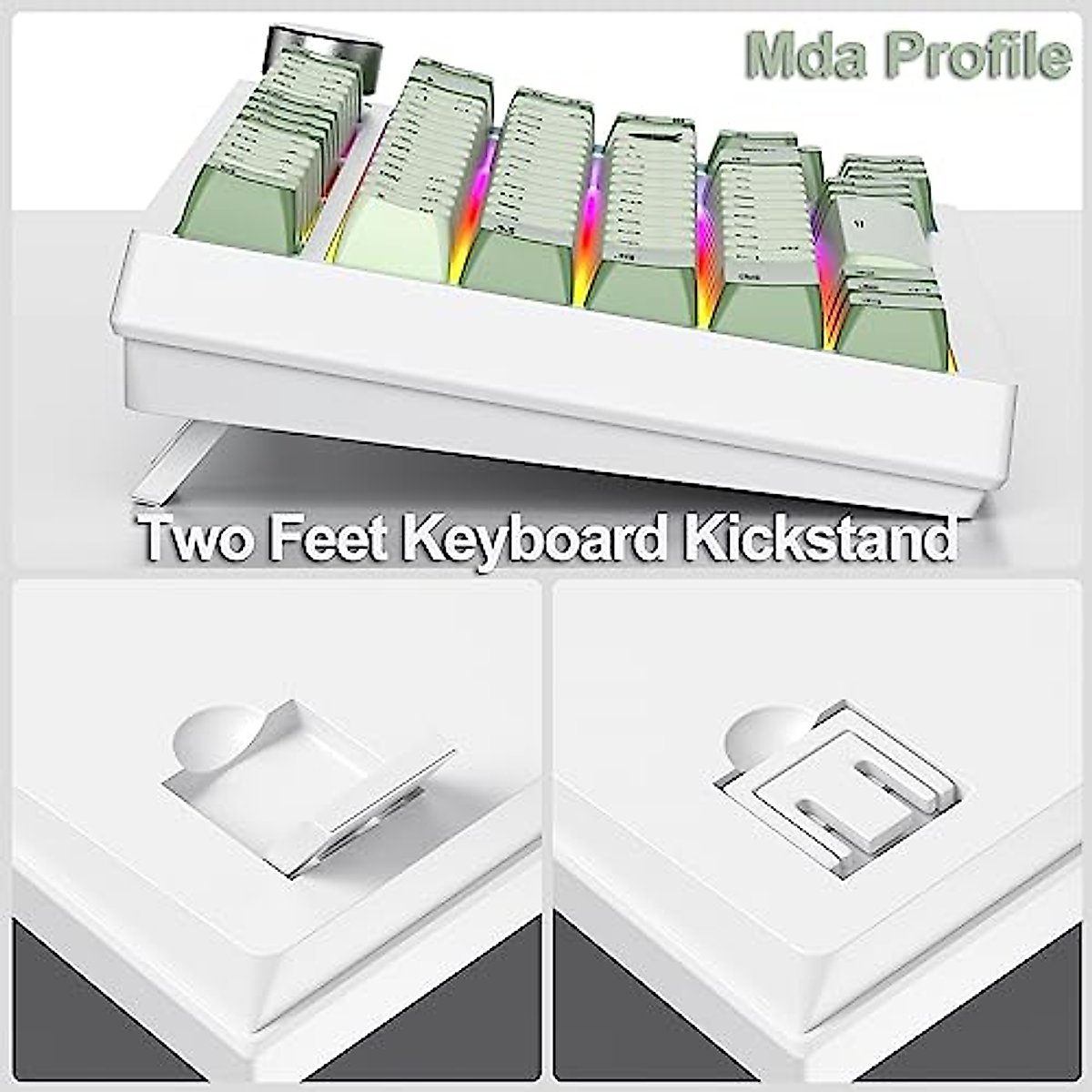 Fogruaden Wired 75% Mechanical Gaming Keyboard 75 Percent Matcha Keyboard Hot Swappable Gasket Mount, Red Switch, RGB Backlit 82 Keys TKL Mechanical Keyboard, NKRO Compact Keyboard with Knob