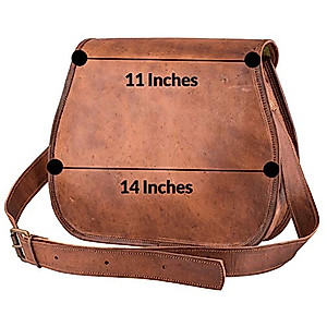 HB Handmade Crossbody Shoulder Bag Women Vintage Style Genuine Leather Purse 14" x 10"