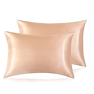 Acrafsman Satin Pillowcases for Hair and Skin King, Microfiber Silk Pillowcases 2 Pack, Shrinkage and Fade Resistant Pillow Covers Set of 2 with Envelope Closure King Size(Champagne, 20x40inches)