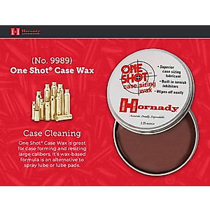 Hornady One Shot Case Sizing Wax, 2.25 Oz – Wipes Off Easily, No Sticky Residue – Straightforward Reloading, Makes Sizing Cases Smooth and No Trouble – an Alternative to Spray Lube or Lube Pads