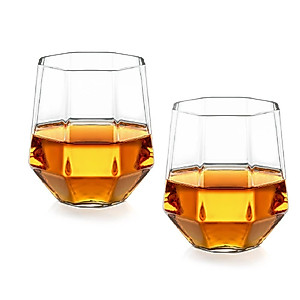 the diamond glassware Diamond Whiskey Glasses - Handmade Drink Holder for Liquor, Scotch and Bourbon - Elegant, Light, Durable - Barware Gift for Birthday, Anniversary and Father’s Day - Set of 2
