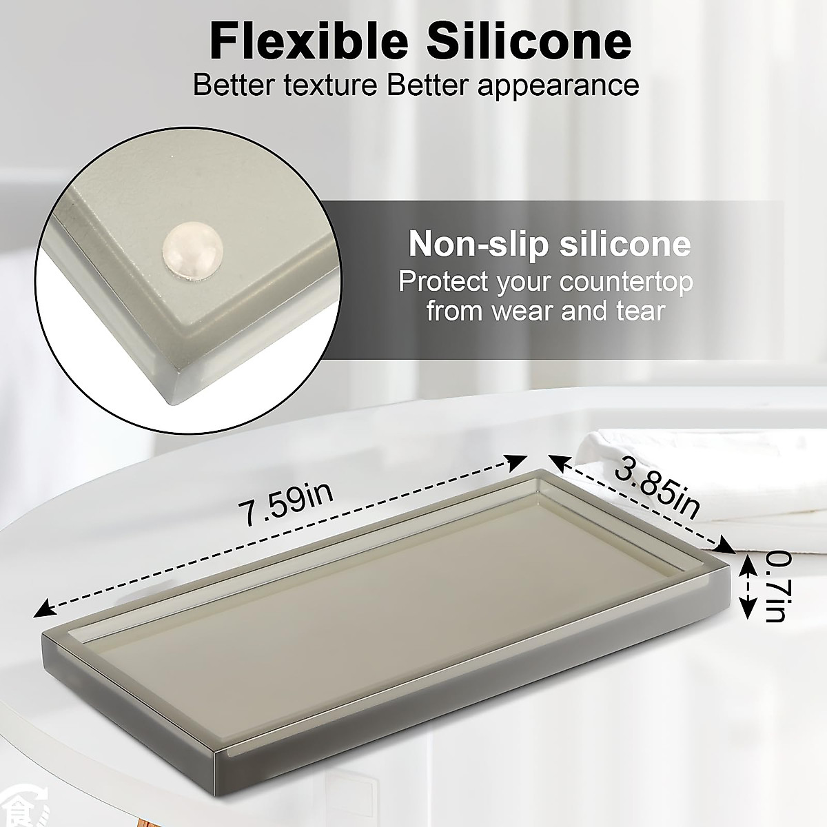 Automatic Liquid Soap Dispenser + Versatile 7.5" Silicone Resin Tray