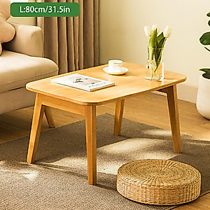 Baveke Coffee Table Foldable Bamboo Mid Century Desk TV Stand with Open Storage Shelf Center Table for Living Room Furniture RV No Assembly, Natural (31.5 in)