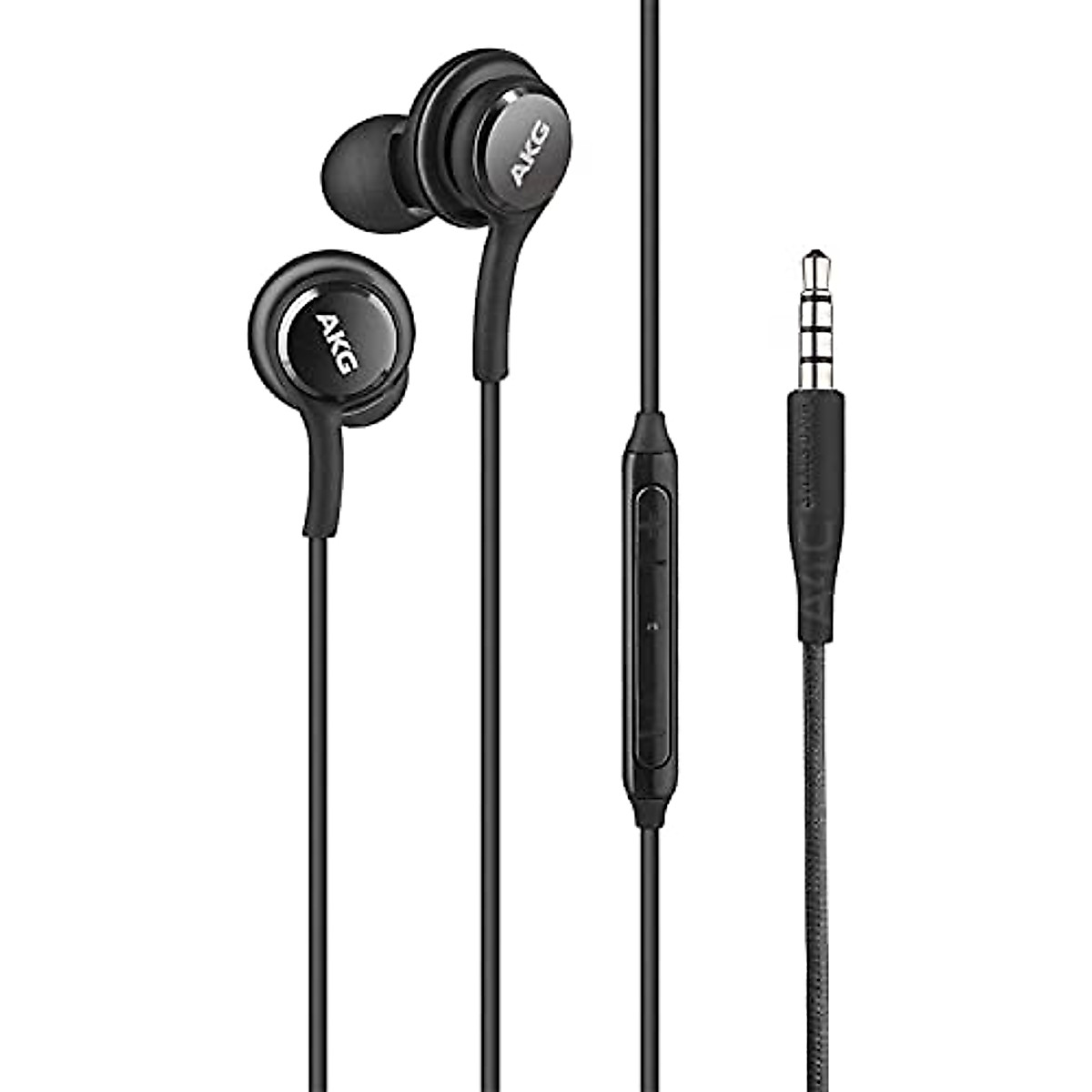 SAMSUNG AKG Earbuds Original 3.5mm in-Ear Earbud Headphones with Remote & Mic for Galaxy A71, A31, Galaxy S10, S10e, Note 10, Note 10+, S10 Plus, S9 - Includes Pouch and LED Keychain - Black