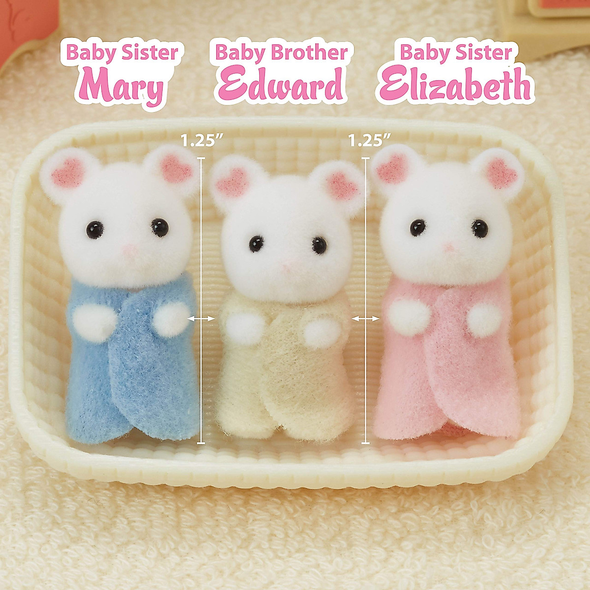 Calico Critters Marshmallow Mouse Triplets - Adorable Set of 3 Baby Mice with Removable Clothing and Accessories