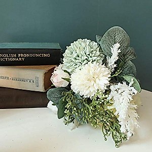 LACKINGONE Artificial Flower Plants Silk Flowers with Stems Simulation Rose Hydrangea Faux Flower Arrangements Home Garden Office Wedding Decor White Blue Yellow Fake Flower Centerpieces for Tables