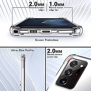 Shields Up for Galaxy Note 20 Case, Samsung Note 20 Case, Minimalist Wallet Case with Card Holder [3 Cards] & Ring Stand, [Drop Protection] Slim Protective Cover for Samsung Galaxy Note 20 5G - Clear