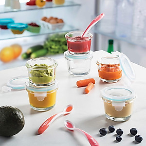 Superior Glass Food Storage Containers - Set of 6-4 Oz Containers with Airtight BPA-Free Locking Lids - Food containers - Microwave & Dishwasher Safe - Small Containers for Snacks Dips etc