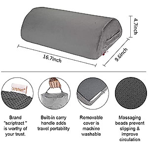 Footrest for Under Desk with Non-Slip Massaging Micro Beads Base Firm Foam Half-Cylinder Ergonomic Footstool for Home Office Desk Airplane Travel (Black B)