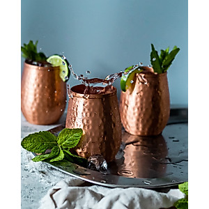 Kosdeg Copper Cups - 12 Oz set of 4 - A Unique Way To Enjoy Wine - The Perfect Pure Copper Tumbler for Water - Copper Drinking Cups Better Than Glasses or Plastic - Moscow Mule Copper Cup For Drinking