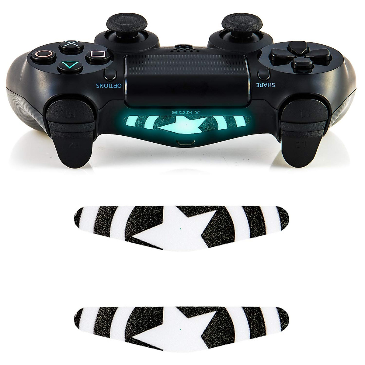 GNG 2X LED Captain America (White) Light Bar Decal Sticker for Playstation 4 PS4 Controller DualShock 4