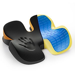 ProtoArc Ergonomic Seat Cushion, ComfortX SC Pressure Relief Chair Cushions for Long Hours Sitting, Extra-Dense Memory Foam & Gel Butt Pillow for Office, Home, Car Seat, Tailbone, Coccyx, Sciatica