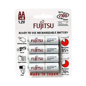 Fujitsu HR-3UTCEX(4B) 4-Pack AA 2100 Cycle Ni-MH Pre-Charged Rechargeable Batteries (Made in Japan)