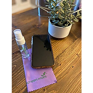 Screen Mom 1oz Screen Cleaner Spray 3 Pack - for Laptop, Computer Monitor, Phone Cleaner, iPad, Eyeglass, LED, LCD, TV - Includes 3 1oz Spray and 3 Purple Cleaning Cloths