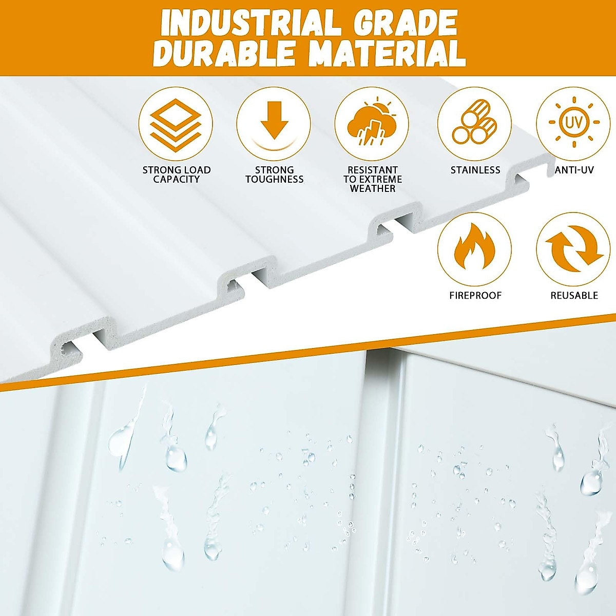 Landical PVC Slat Wall Panels 4 x 4 Ft, 4 Panels, Garage Wall and Home Organizer Storage System Slat Wall Paneling Garage Slatwall for Garage Wall Tool Organization Peg Board Storage Rack, White