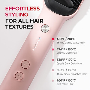 TYMO Ring Pink Hair Straightener Brush – Hair Straightening Iron with Built-in Comb, 20s Fast Heating & 5 Temp Settings & Anti-Scald, Perfect for Professional Salon at Home
