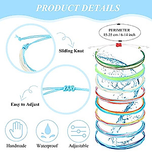 Hicarer 30 Pieces Adjustable Woven Anklets Bracelets Bohemian Braided Rope Bracelets Waterproof Wax Coated Anklets for Women (Colorful)