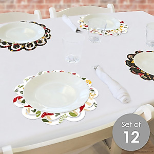Big Dot of Happiness Wild Mushrooms - Red Toadstool Party Round Table Decorations - Paper Chargers - Place Setting For 12