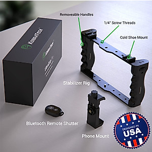 KobraTech Smartphone Video Rig | UltraGrip Pro iPhone Rig Cage | Phone Stabilizer for Video Recording | Mount for Camera and iPhone Filming Accessories