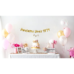 Awesome Since 1974 Gold Glitter Banner - 50th Birthday and Anniversary Party Decorations