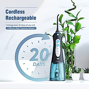 Getogluke Portable Cordless Water Flosser for Teeth Cleaning, Rechargeable Electric Power Dental Oral Irrigator IPX7 Waterproof, Professional Oral Care at Home & Travel (Black)