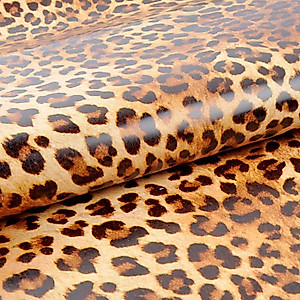 yazi 18in X 33ft Sexy Leopard Print Wallpaper with Self-Adhesive Removable PVC Wall Sticker Shelf Drawer Liner, PVC Mat.(Cover 48 sq.ft)