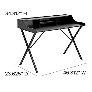 EMMA + OLIVER Black Computer Desk with Top Shelf