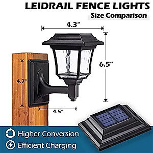 LeiDrail Solar Fence Lights, 4 Pack 2 Mode Solar Lights Outdoor Waterproof Wall Lantern Sconce for Garden Yard Patio Decoration Warm White/Cool White Landscape Lighting