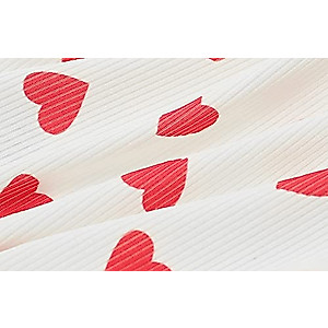 Cute Soft Dog Vest Roll Collar Breathable Doggy Shirts Clothes with Red Heart for Small and Medium Dogs and Cats Birthday Holiday Party (White-red, M)