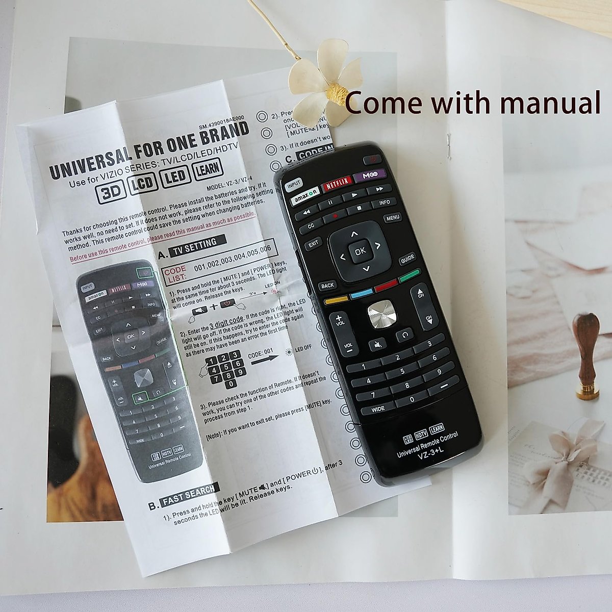 Universal Replacement Remote Control VZ-3+L Compatible for All VIZIO LED QLED LCD HDTV 4K UHD HDR SMARTCAST Smart TVs Models for VIZIO-TV-Remote