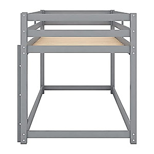 DEYOBED Twin Over Full Bunk Bed Wooden Kids Bed Frame with Ladder for Kids Teens