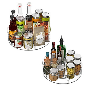 SANNO Round Lazy Susan Rotating Turntable Storage Container Rotating Organizer Spinning Organizer Bins for Kitchen Cabinet, Pantry, Refrigerator, Countertop,Set of 2