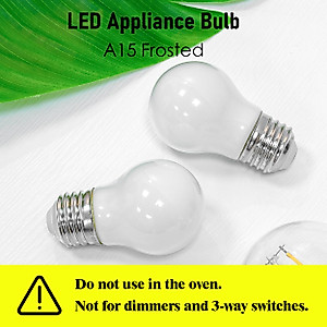 LED Appliance Bulb, 40W Equivalent, Range Hood Light Bulbs, Daylight White 5000K, 5W 500 Lumens, Non-Dimmable, E26 Base, Refrigerator Light Bulb, A15 Frosted, Pack of 2, Freezer Fridge Light Bulb