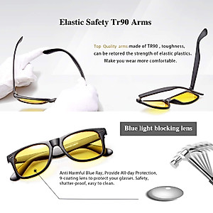 GYsnail Blue Light Blocking Glasses for Men, Eye Strain Fatigue Relief and Better Sleep，Computer Gaming Glasses Women (Black Frame Yellow lens)