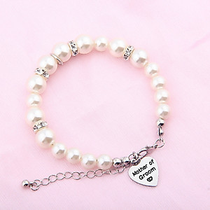 SEIRAA Mother In Law Pearl Bracelet Wedding Gift for Mother of the Bride/Groom (pearl bracelet suit)