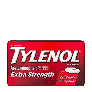 Tylenol Extra Strength Caplets with 500 mg Acetaminophen Pain Reliever Fever Reducer, 225 Count