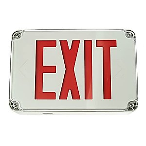 Ciata Red Light up Hardwired and Battery Operated Exit Signs with Light for Wet Location, Exterior, Weatherproof, Led Illuminated, Corded Exit Sign Battery Powered Emergency Light with Battery Backup