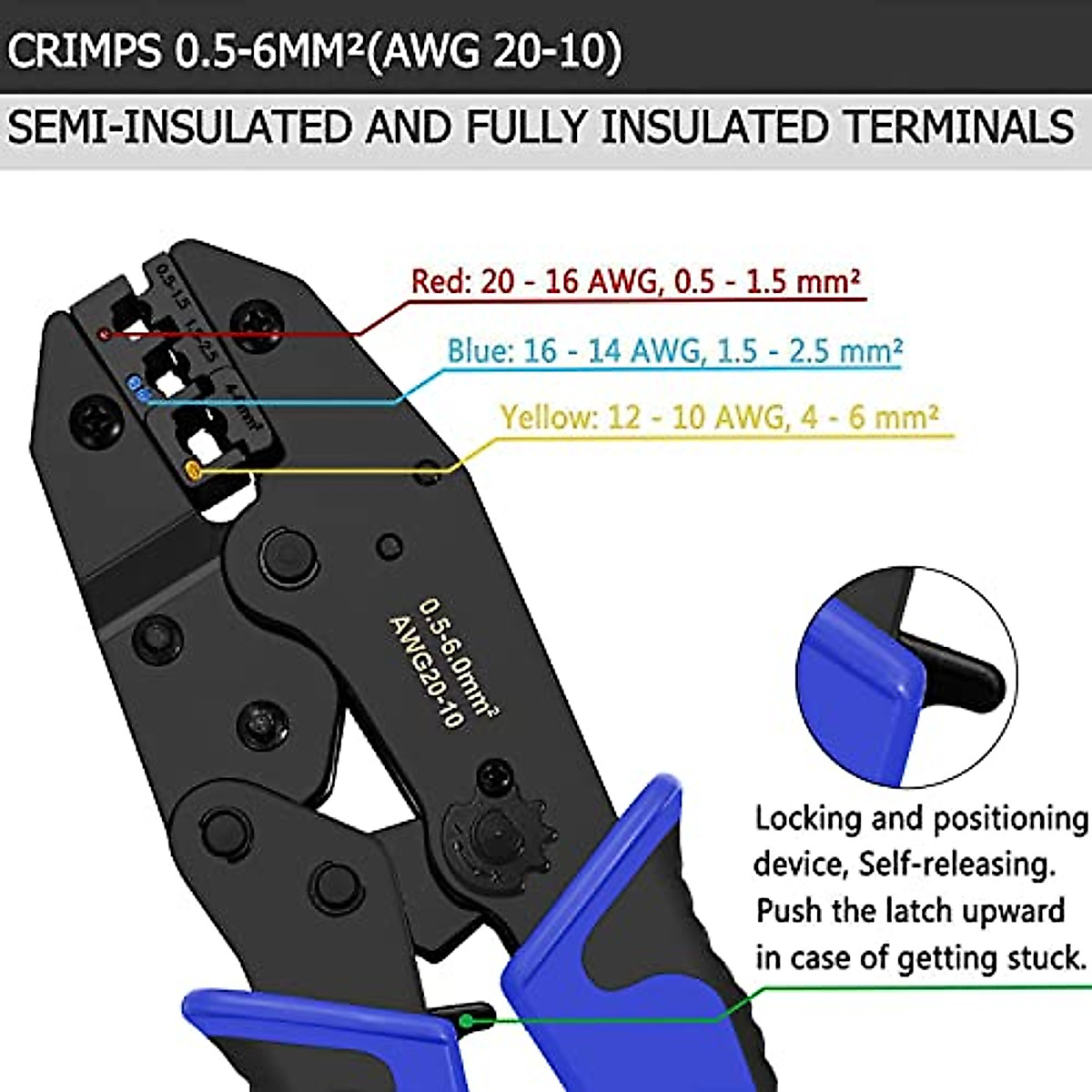 Wire Terminals Crimping Tool, Qibaok Insulated Ratcheting Terminals Crimper Kit of AWG22-10 with 800PCS Insulated Butt Bullet Spade Fork Ring Crimp Terminals Connectors