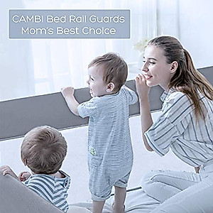 AGIMOLI Baby Bed Rail with Safety Y-Strap Extra Long Twin Full Queen King Size Infants Toddlers Guardrail with Reinforce Anchor Safety System (Grey, 75 inch (Pack of 1))