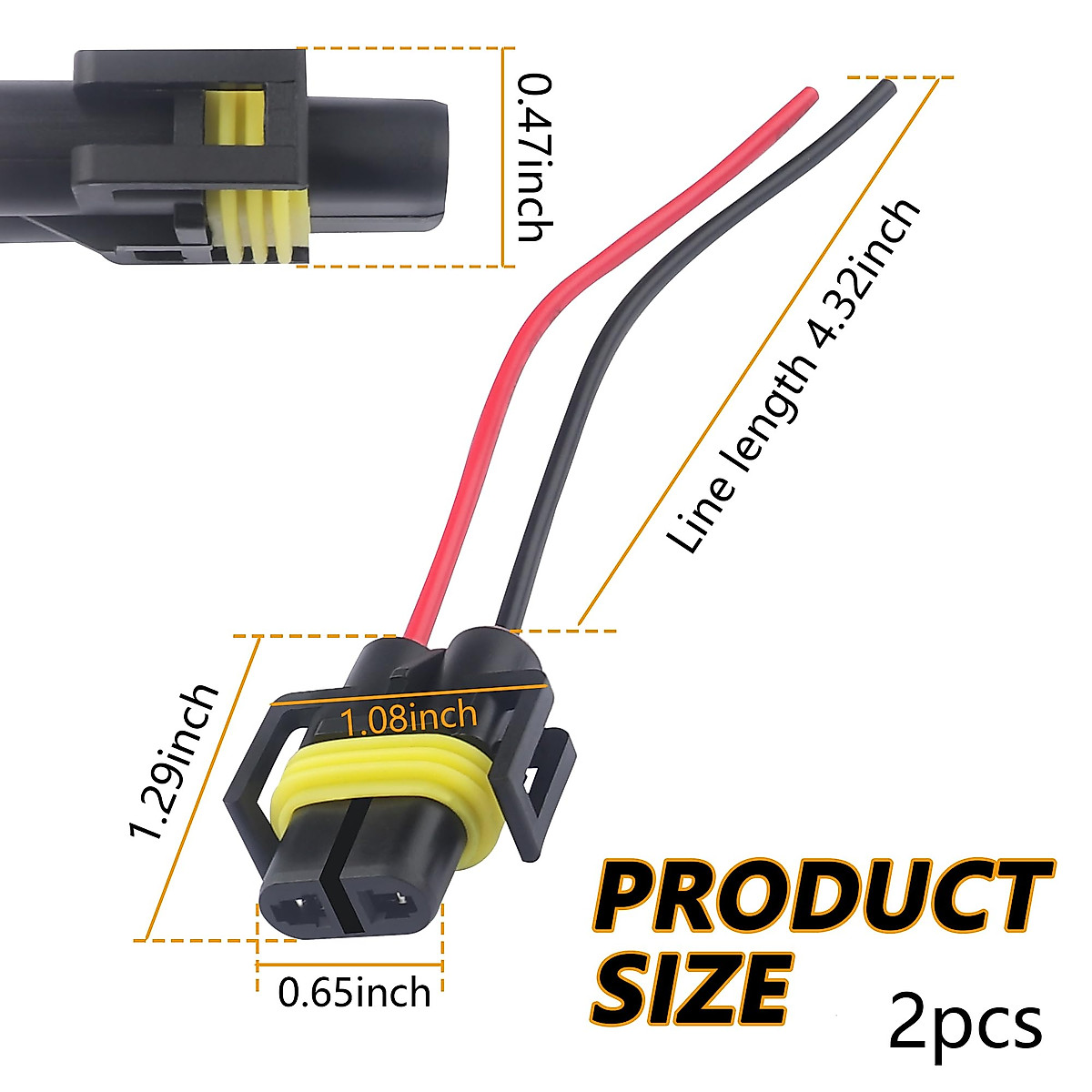 2 Pack H11 Headlight Wiring Harness Sockets,H11 Connector with Headlight Pigtail,Universal Fog Light Wiring Harness Connector Car Accessories for Most Cars SUVs Trucks