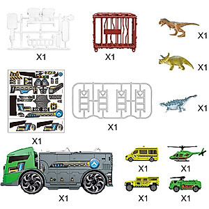 Siairo Dinosaur Toys, Dinosaur Truck Carrier, Dinosaur Transport Truck Car Toy for Kids 3 4 5 Year Old, with 3 Cars, 3 Dinosaurs, Manipulator, Helicopter, Cage, Gift for Boys Kids Toddlers