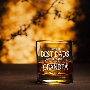 Perfectinsoy Only The Best Dads Get Promoted To Grandpa Whiskey Glasses Gift Box, Pregnancy Announcement, Baby Reveal Gift for Grandpa from Grandchild, Great Grandpa Gifts for Nephew, Husband, Dad